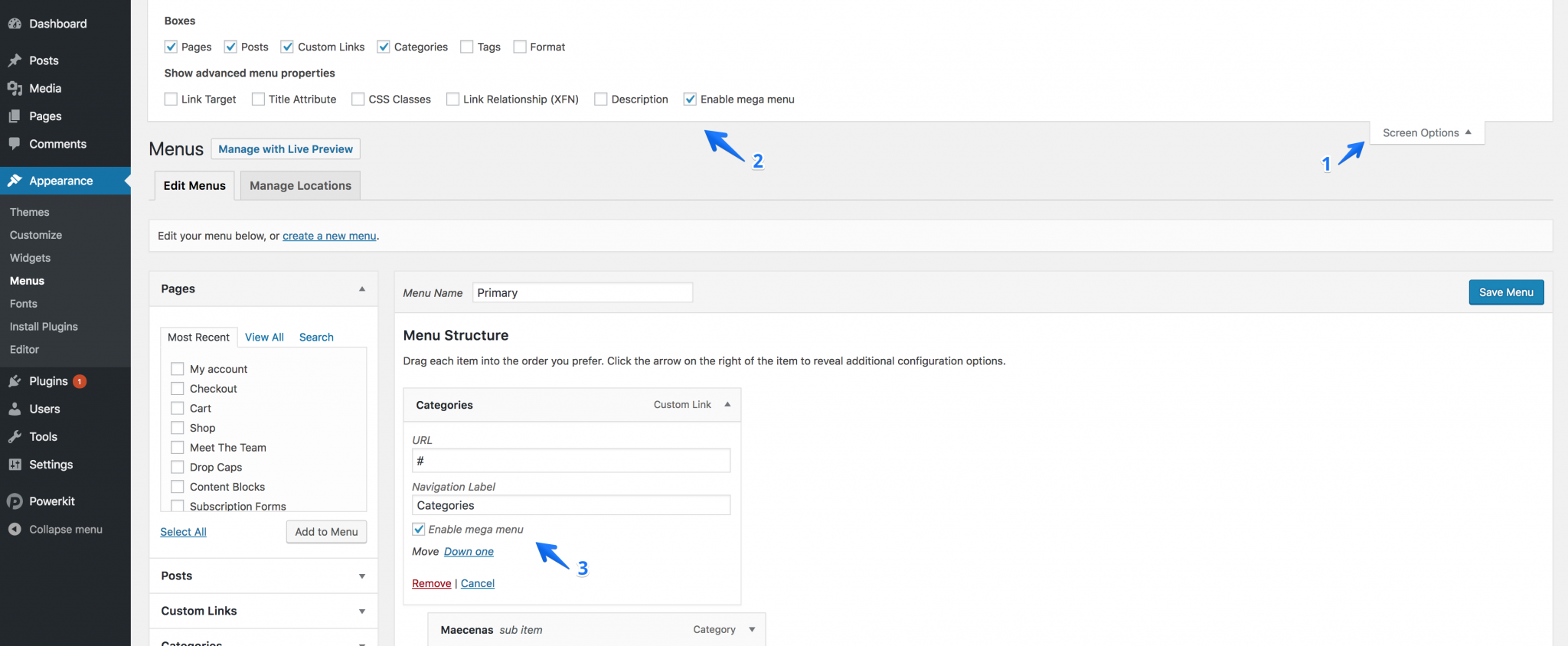 Navigation & Menus - Spotlight Documentation - Code Supply Co.